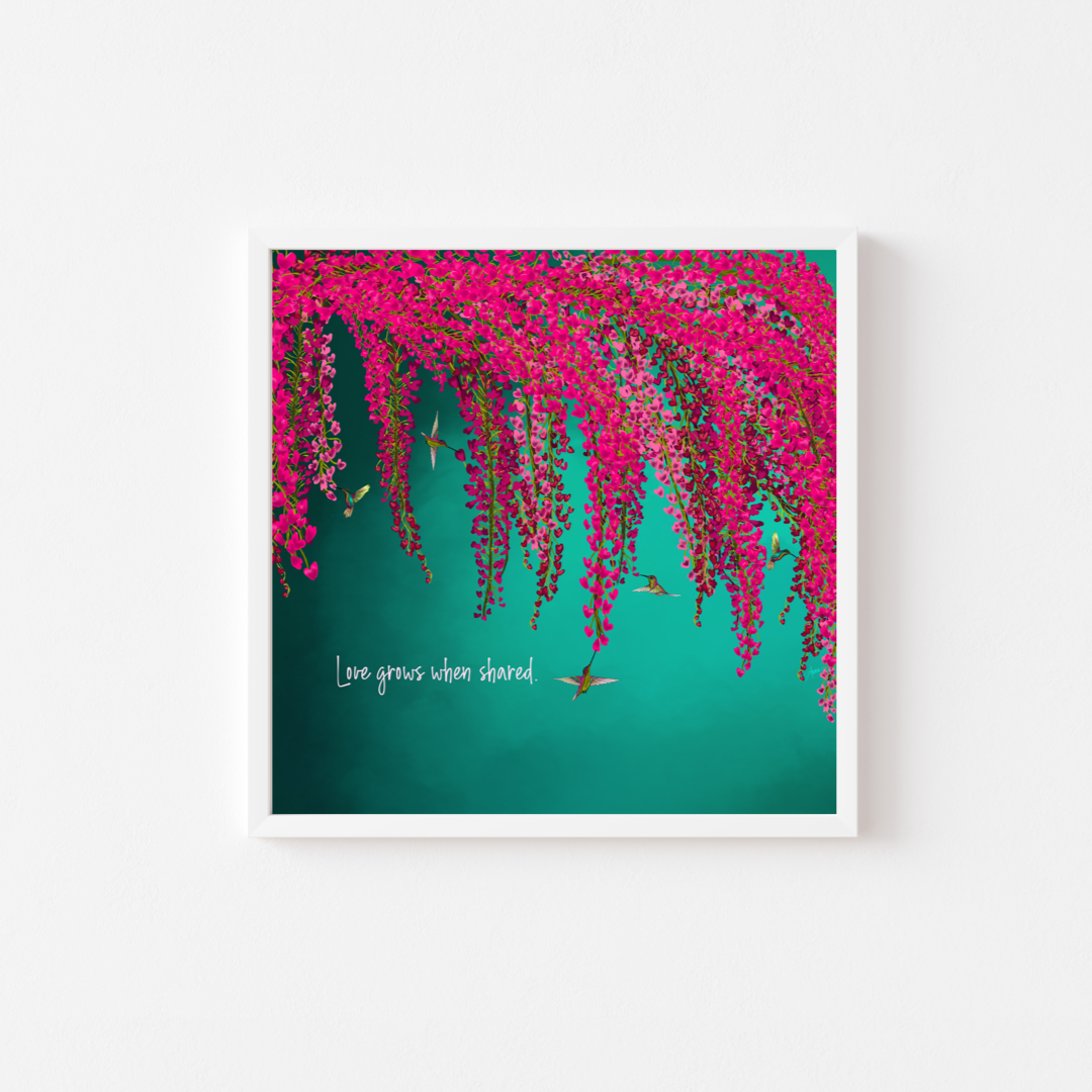 Love Grows When Shared | Mini Art Print with Quote | LAST CHANCE– Art ...